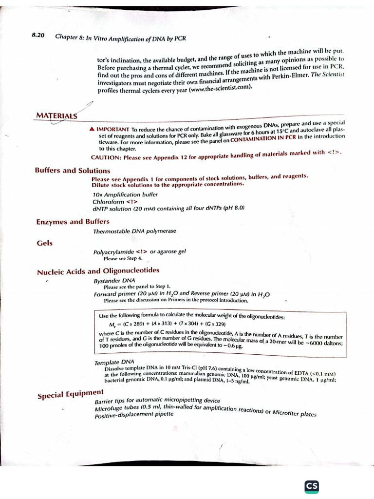PCR Protocol | PDF