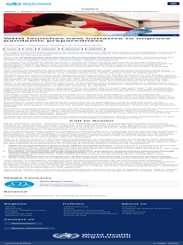 WHO Launches New Initiative To Improve Pandemic Preparedness | PDF ...