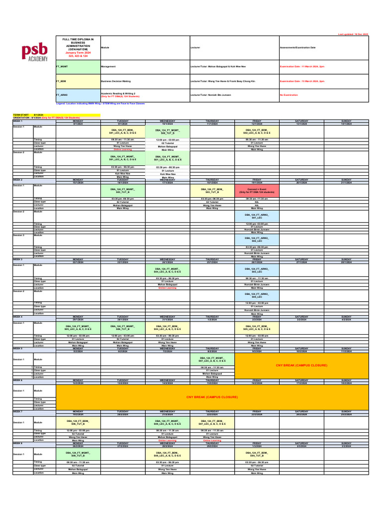FT DBAS 323 423 124 Jan 24 Timetable MGMT BDM ARW2 SET B | PDF ...