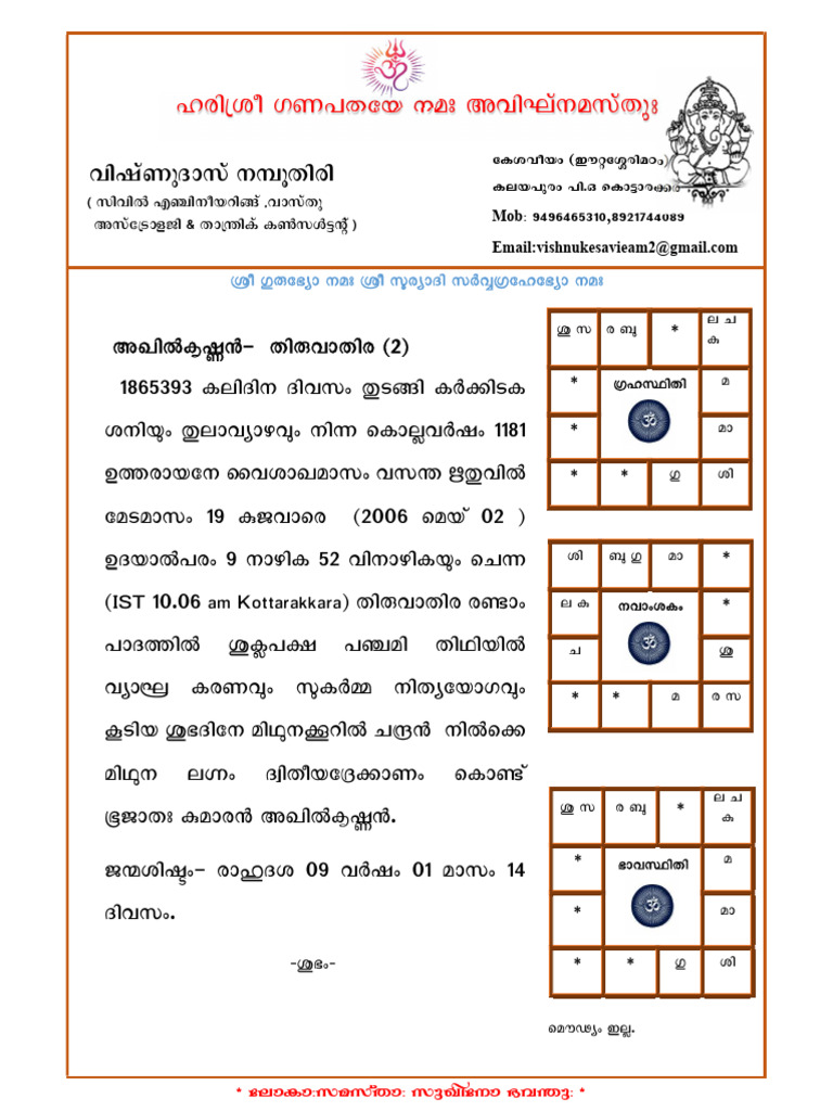 Akhil Krishnan Nadukkunnu Horoscope | PDF