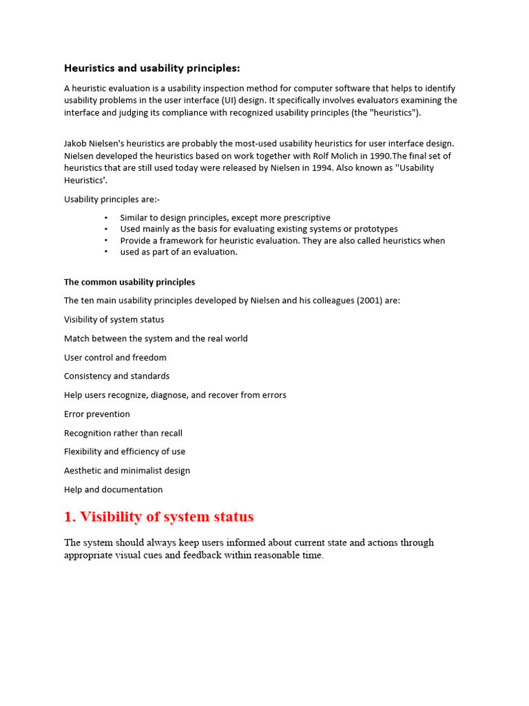 Heuristics and Usability Principles | PDF | Usability | Computing