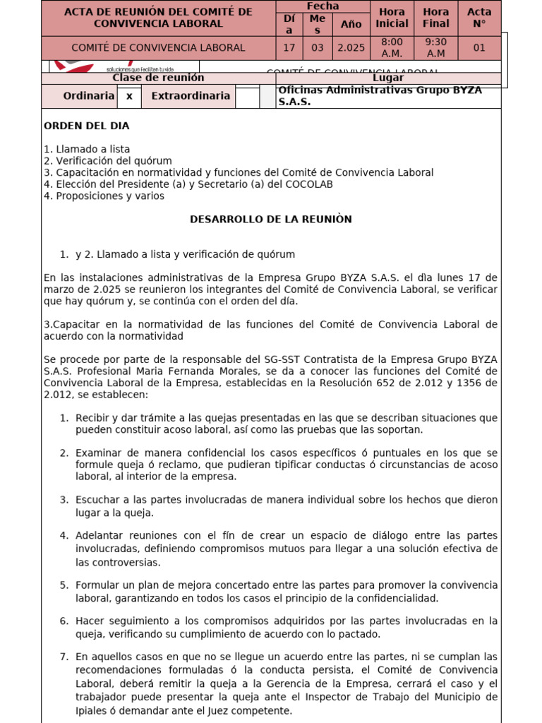 Actas COCOLAB 2025 A 2027 | PDF | Gobierno