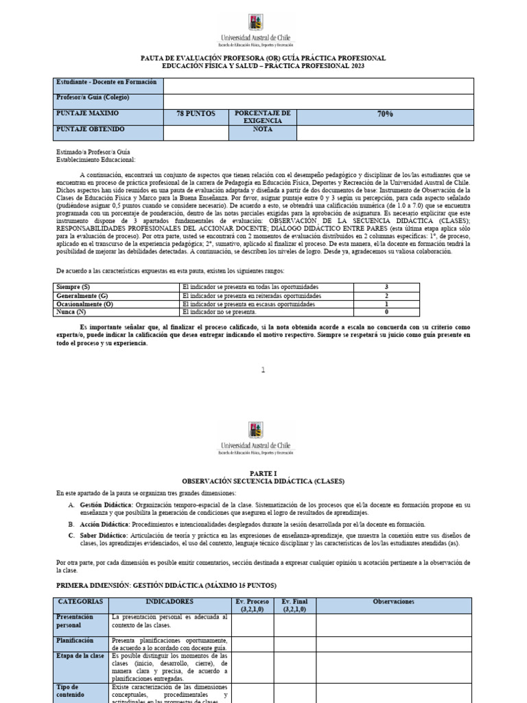 007 - Instrumento Evaluacion Docente Guia (40%) | PDF | Maestros | Evaluación