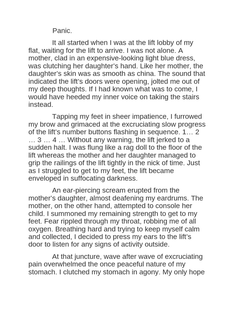 Trapped in a lift by Elijah Wee | PDF