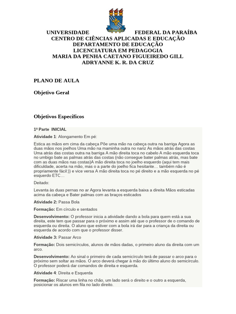 Plano de Aula | PDF