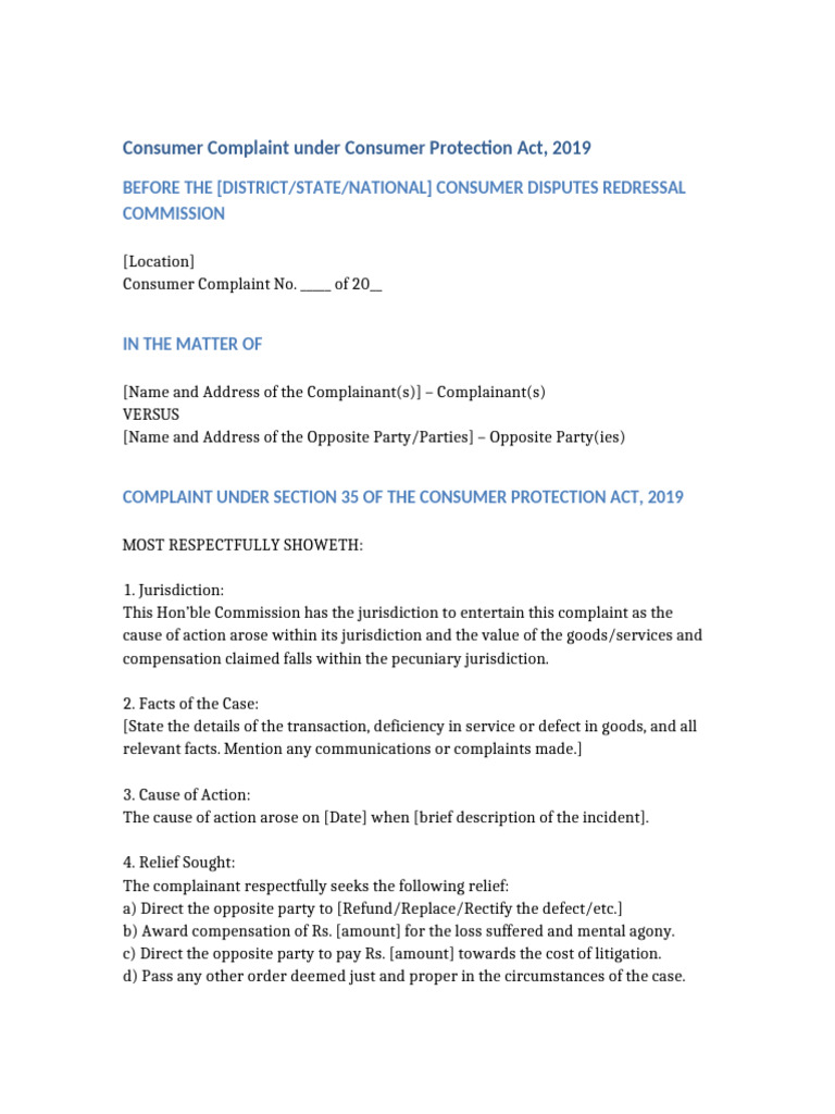 Sample Consumer Complaint | PDF