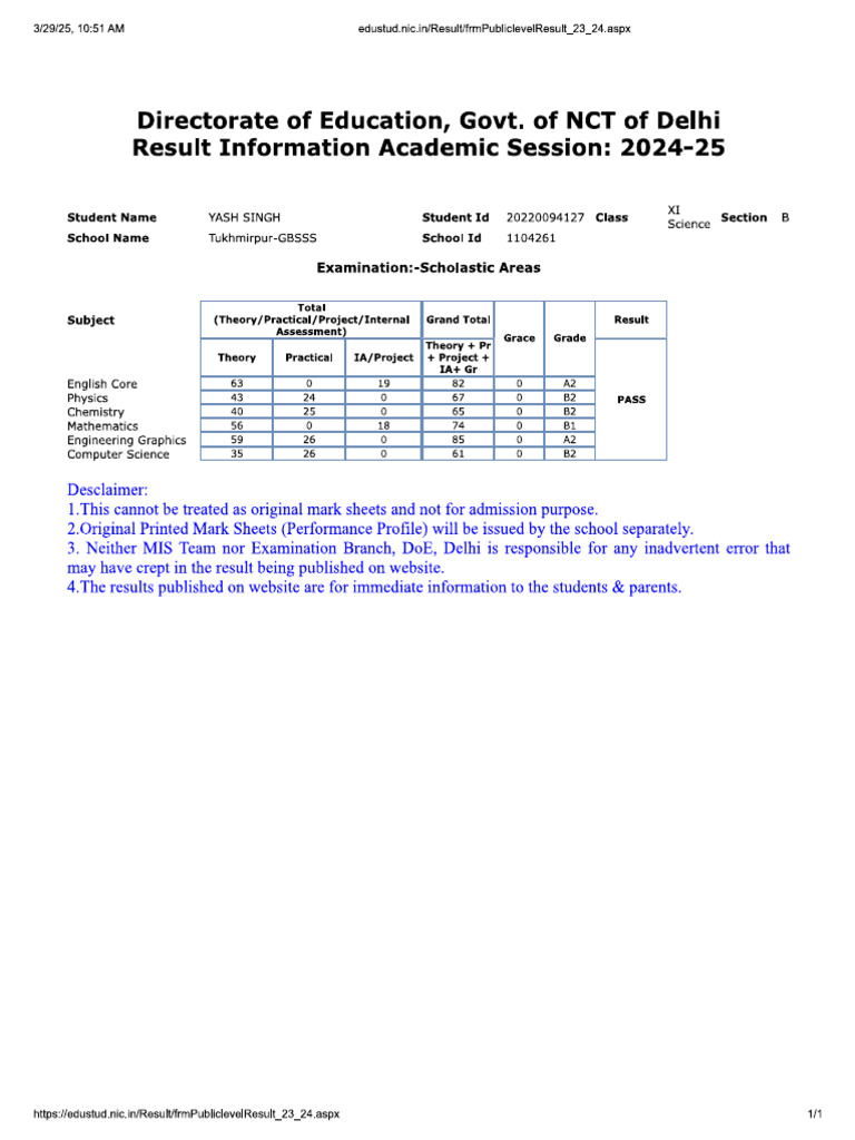 Yash 11 Result | PDF