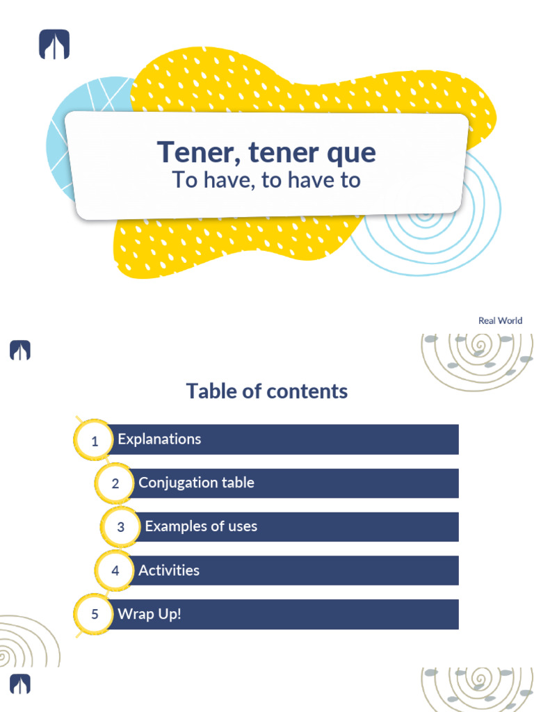 Uso y conjugación de "tener" y "tener que" | PDF
