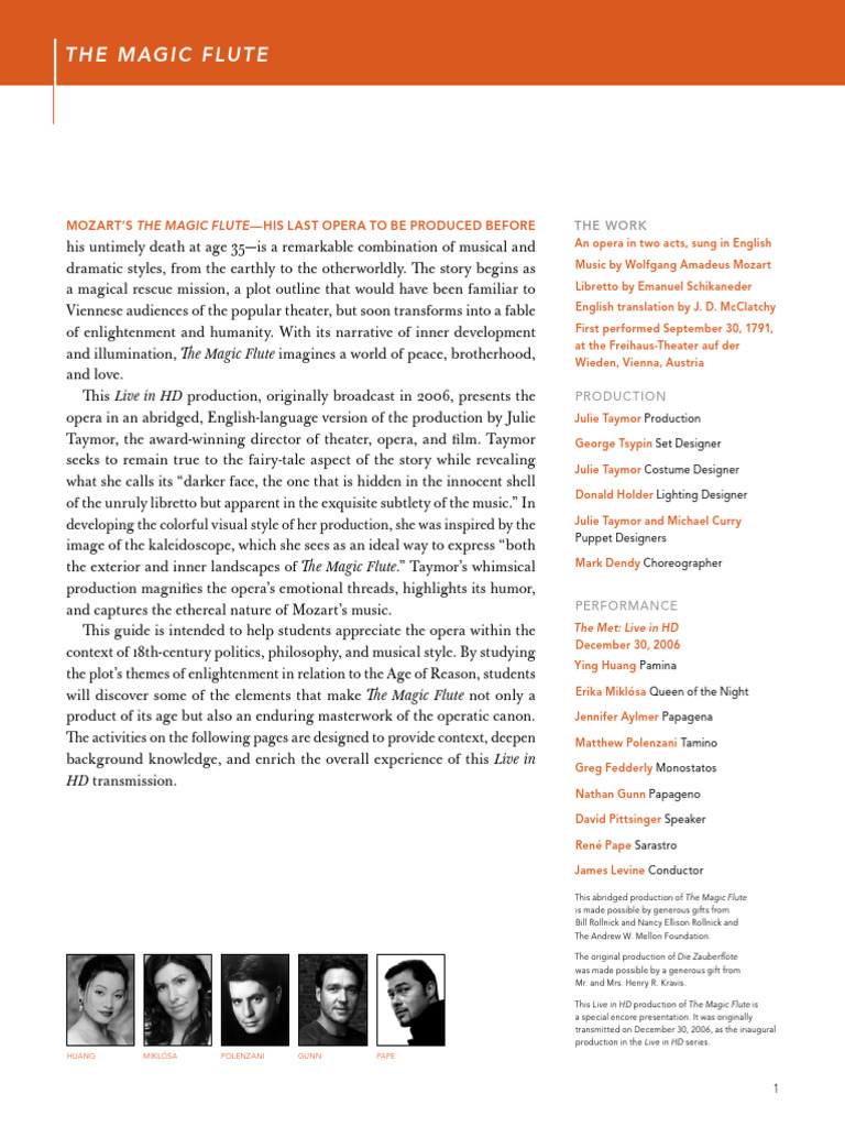 The Magic Flute: A Student's Guide | PDF | Age Of Enlightenment | Reason