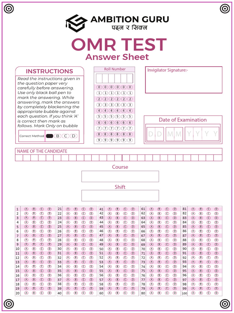 OMR Test 100 2025 05 26T17 22 28917870 | PDF