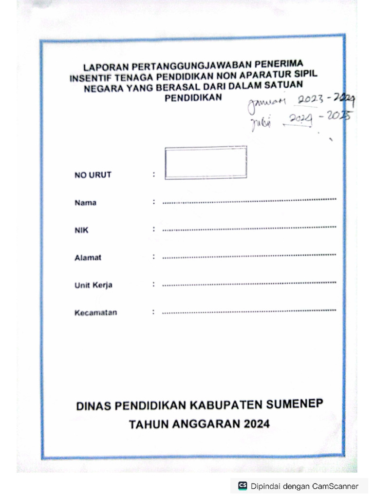 Contoh Susunan Berkas SPJ Insentif 2024 | PDF