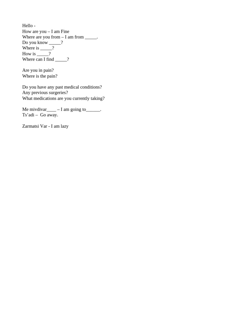 Georgian Language Phrases | PDF