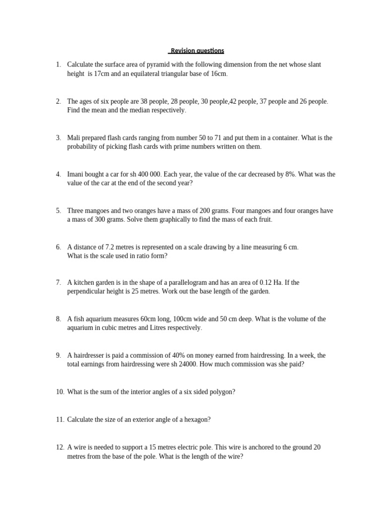 Assorted MATH QUESTIONS | PDF