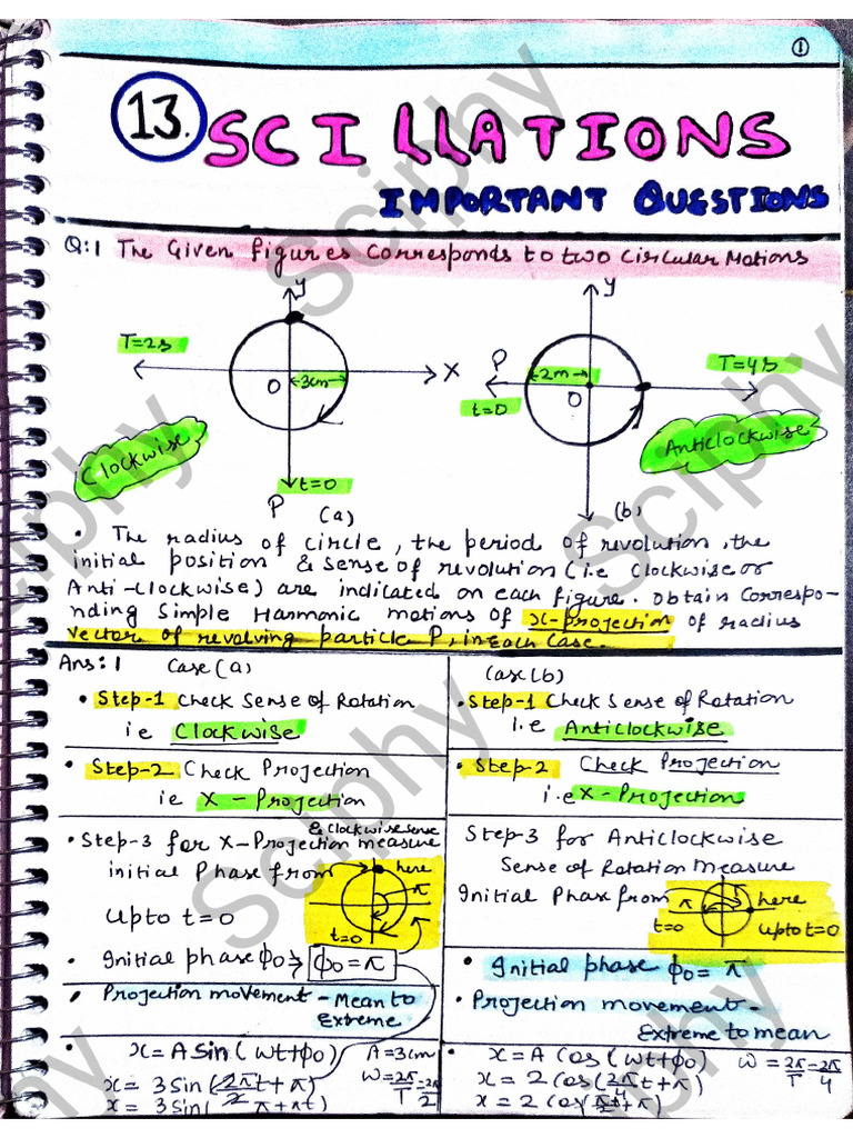 Oscillations Important Questions Class 11 Physics0 | PDF