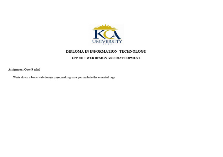 CPP 501 Web Design and Development Assignment One | PDF