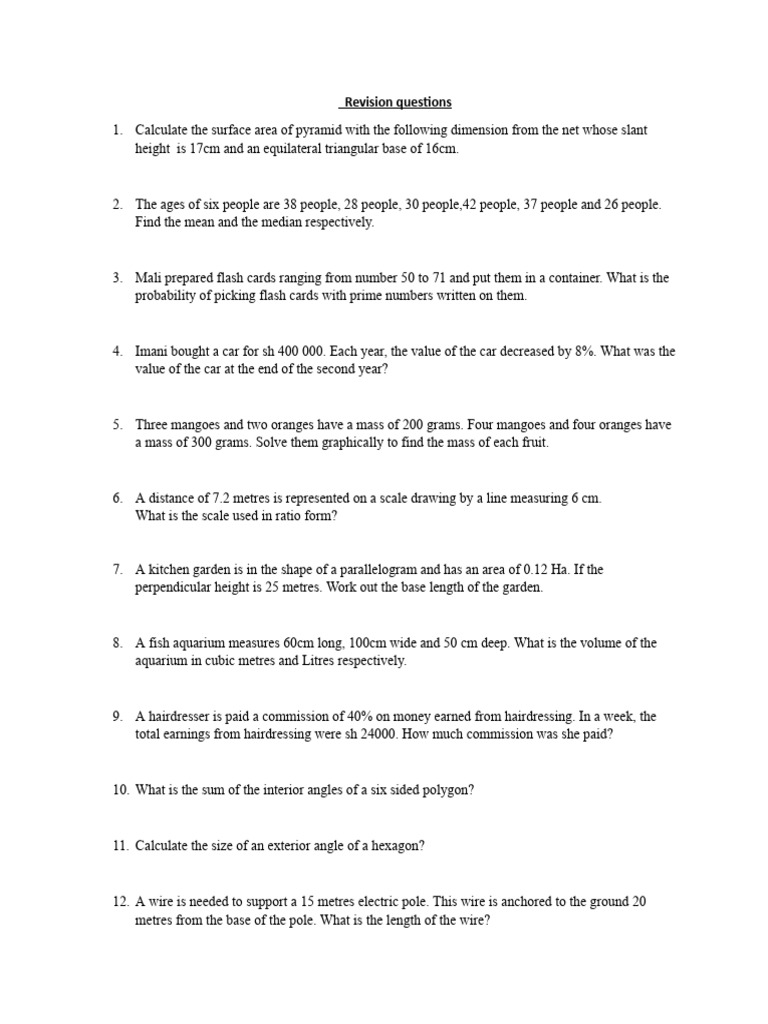 Assorted MATH QUESTIONS Docs | PDF