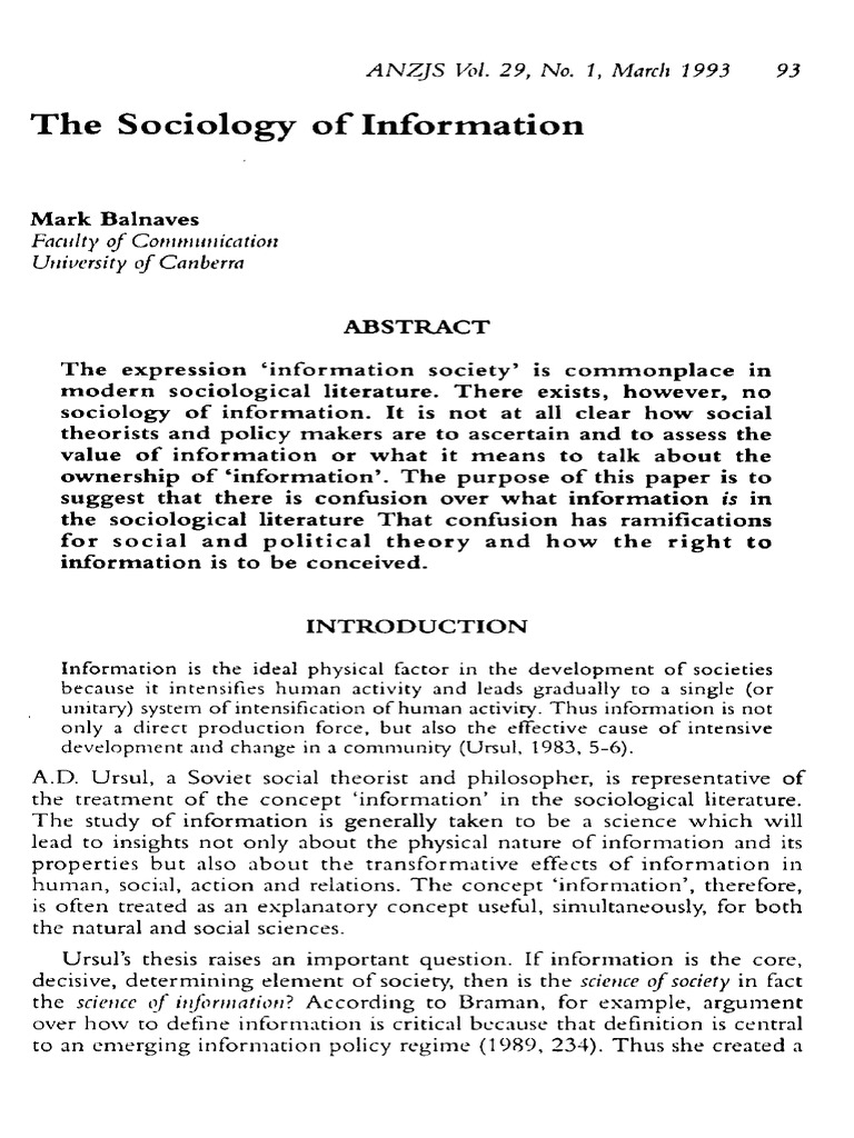 Sociology of Information Explained | PDF | Information | Knowledge