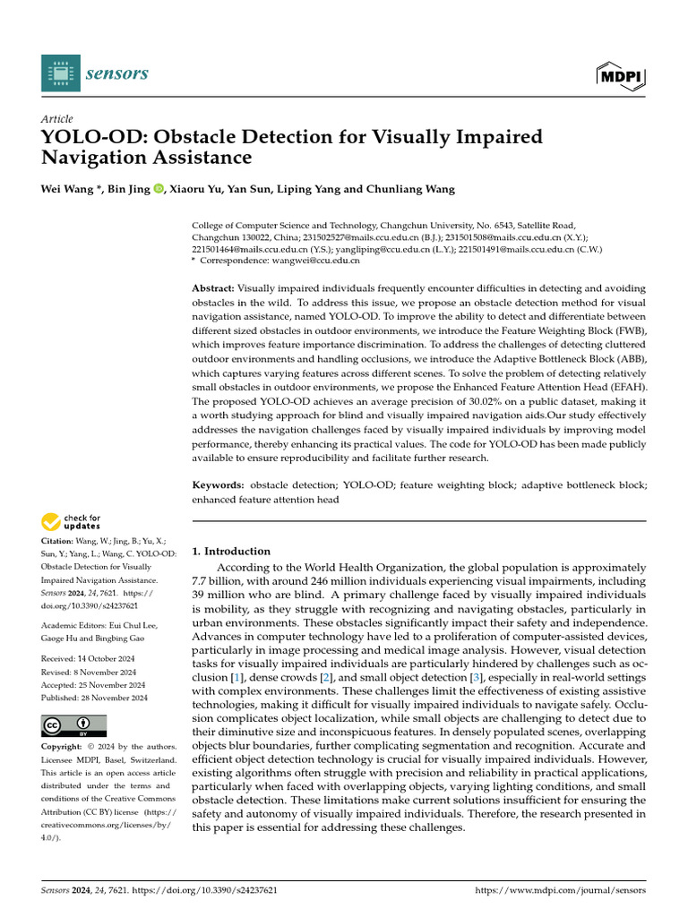 YOLO-OD:Obstacle Detection For Visually Impaired Navigation Assistance ...