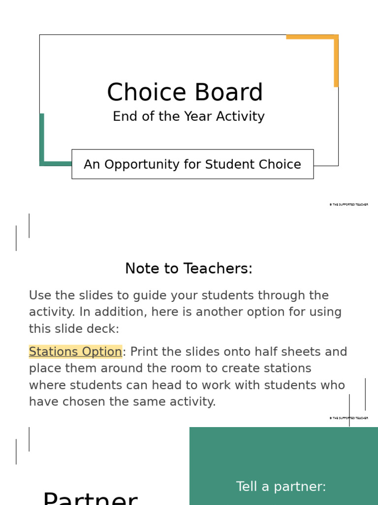 End of Year Choice Board Teaching Slides | PDF | Teachers | Learning