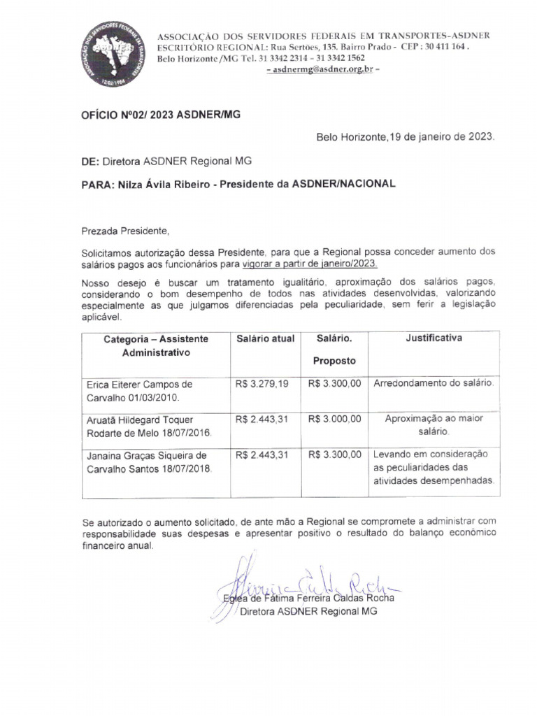 Oficio 02 Reajuste Salario | PDF