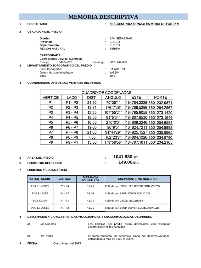Sra. Segunda Gonzales Mora de Farfan | PDF