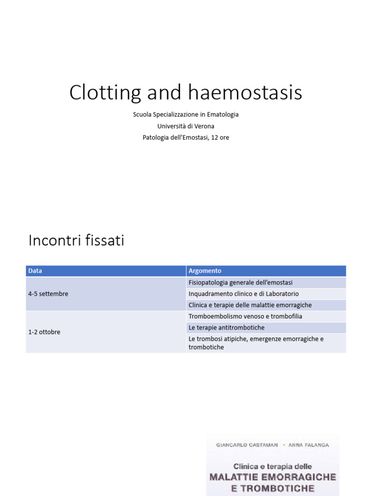 01 - Clotting and Haemostasis | PDF | Coagulation | Hemostasis