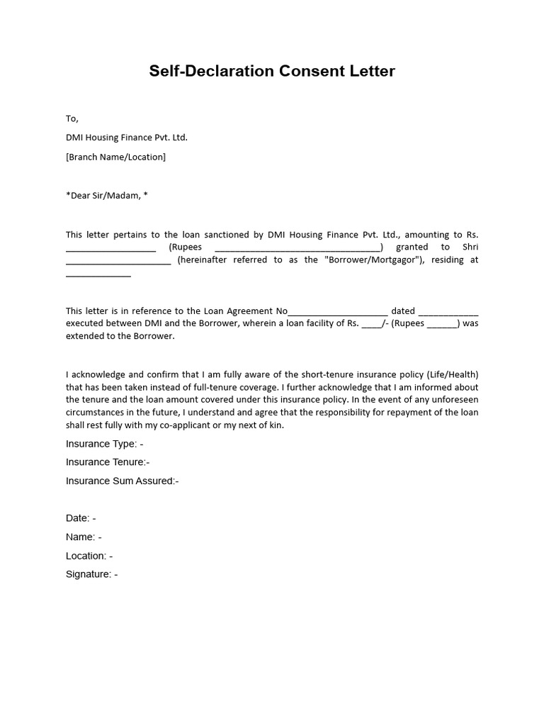 Insurance Short Tenure Consent Letter | PDF