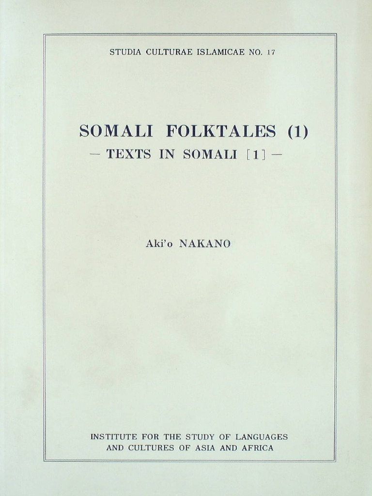 Somali Folktales (1) - Aki'o Nakano | PDF