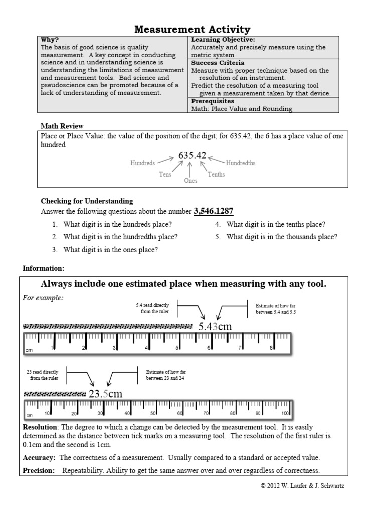 Measurement Activity POGIL | PDF | Measurement | Accuracy And Precision