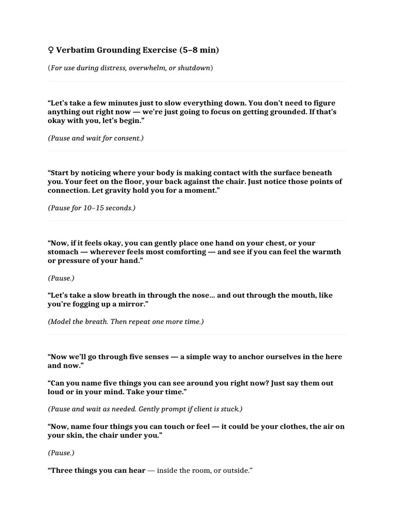 Grounding Exercise | PDF