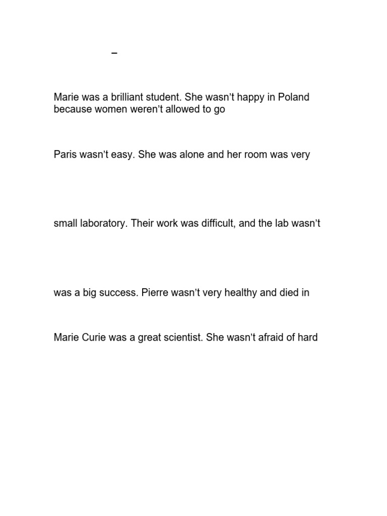 Marie Curie Reading Comprehension | PDF | Marie Curie