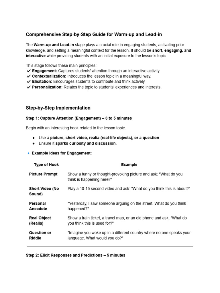 Lesson Plan Guidelines For Each Stage | PDF | Reading Comprehension ...