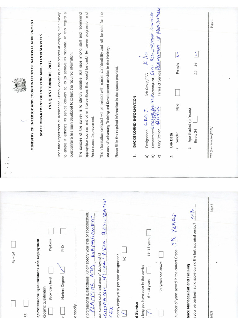 Civil Questionnaire | PDF