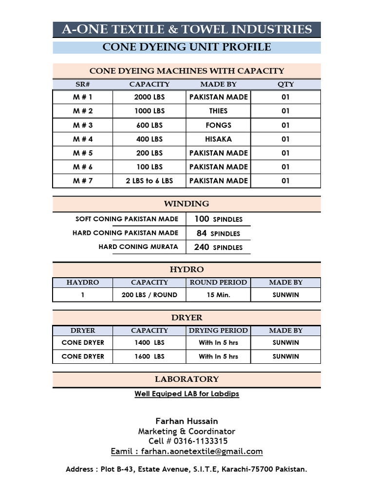 Cone Dyeing Profile | PDF