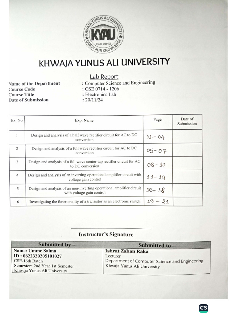 Electronics Lab Pdf