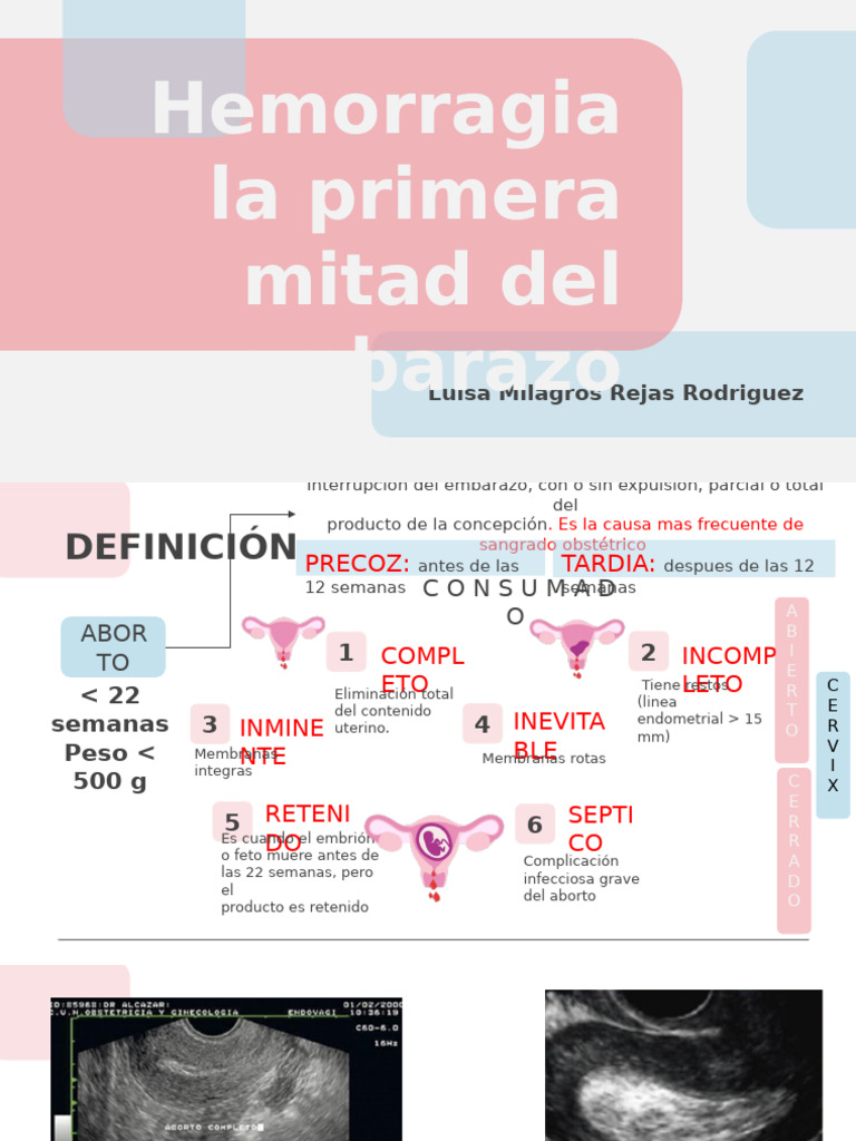 Hemorragia Primera Mitad Del Embarazo | PDF | El embarazo | Obstetricia