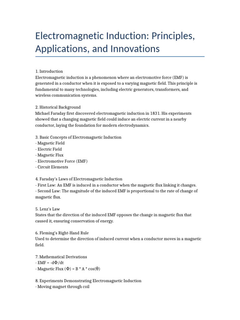 Electromagnetic Induction Project Report | PDF | Electromagnetic ...