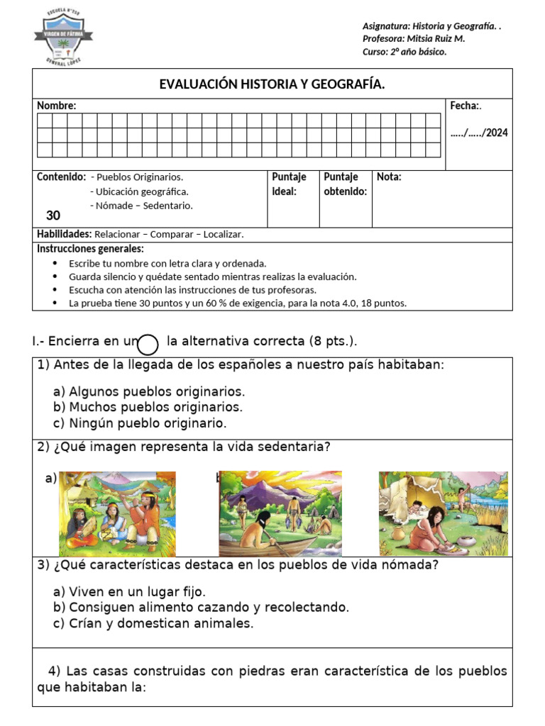 PRUEBA Pueblos Originarios | PDF | Pueblos Indígenas de las Américas