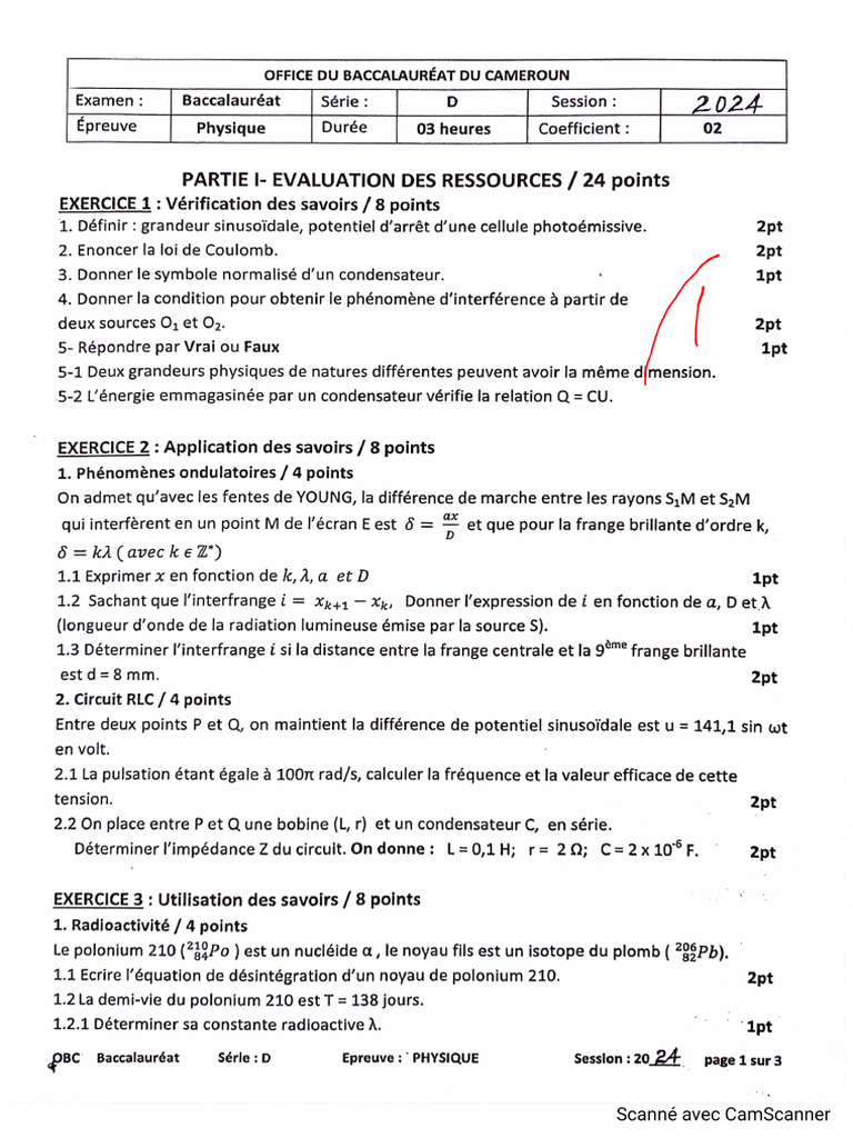 Physique Théorique Bac D 2023 | PDF