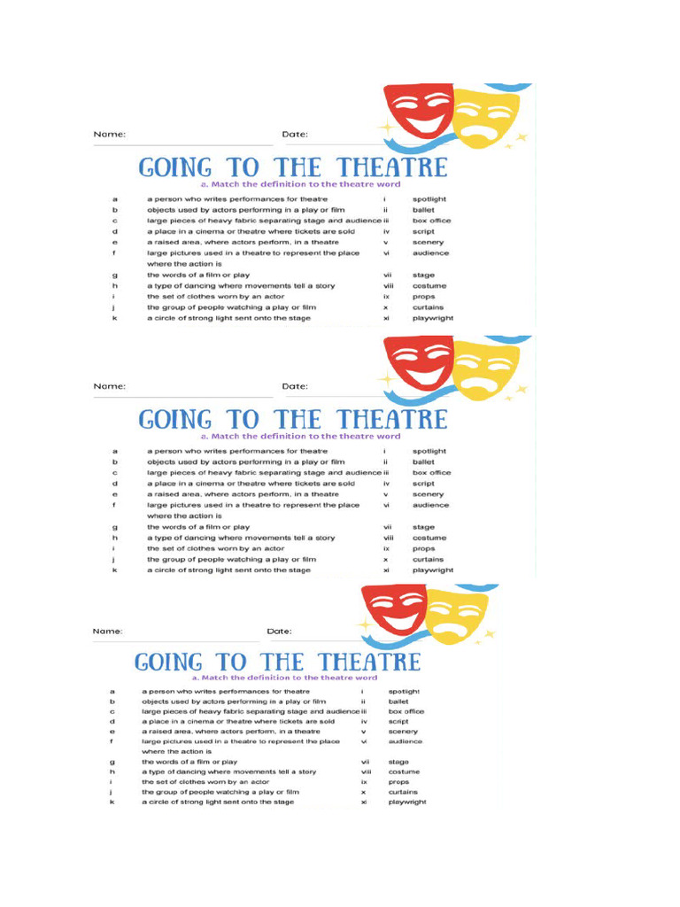 THEATER Matching Activity | PDF