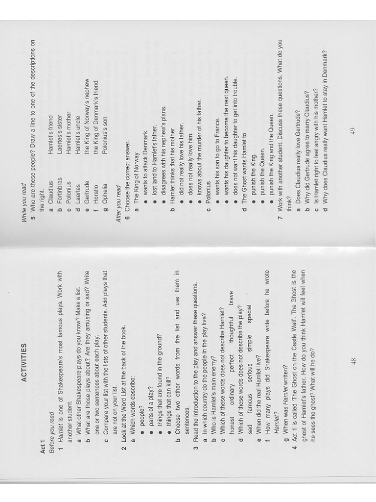 Hamlet - Activities | PDF