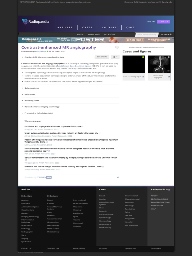 Contrast-Enhanced MR Angiography - Radiology Reference Article | PDF ...