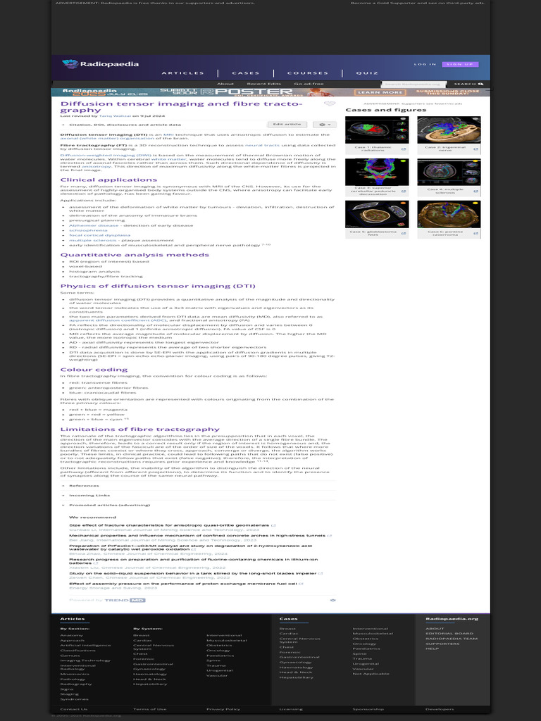 Diffusion Tensor Imaging and Fibre Tractography - Radiology Reference Article | PDF