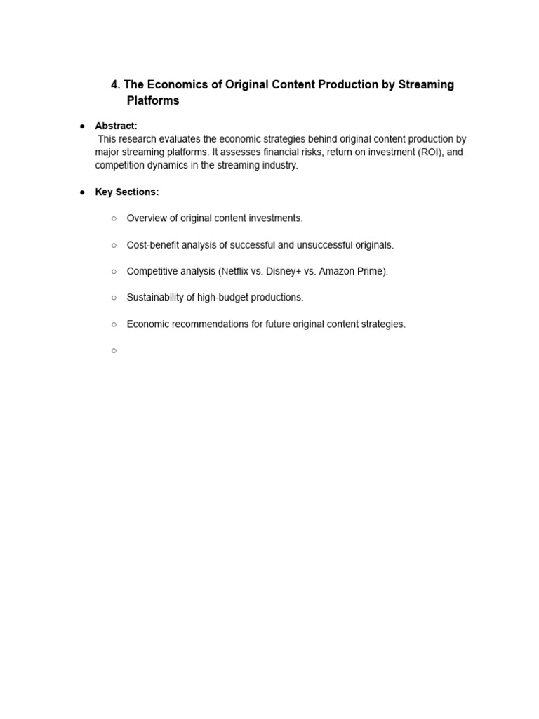 The Economics of Original Content Production by Streaming Platforms | PDF