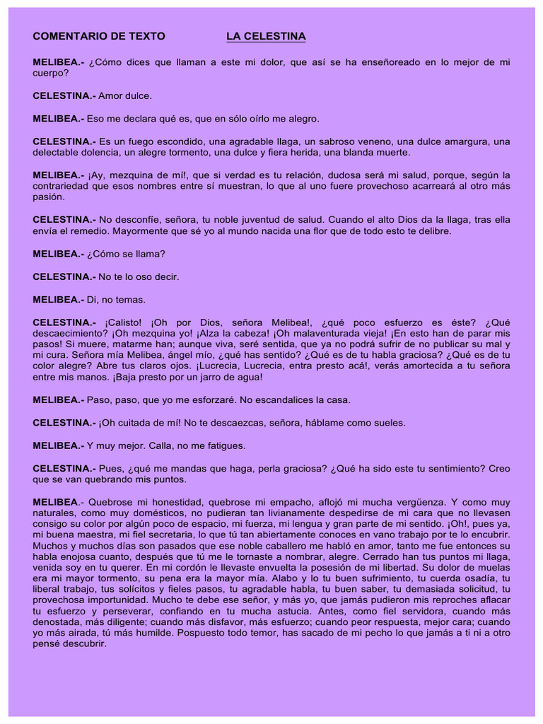 La Celestina Coment. | PDF