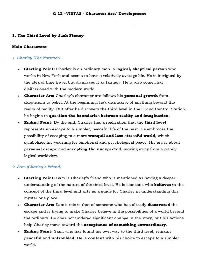 G 12 Vistas - Prose - Character Arc or Development | PDF | Identity ...