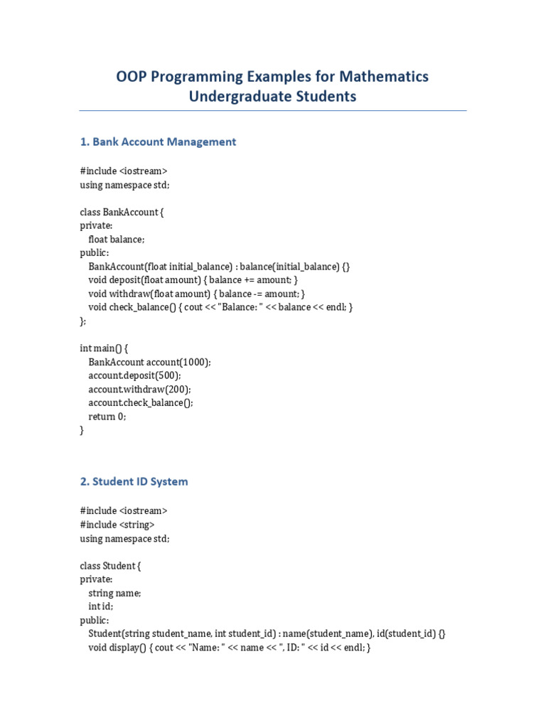 OOP Real Life Applications | PDF | Namespace
