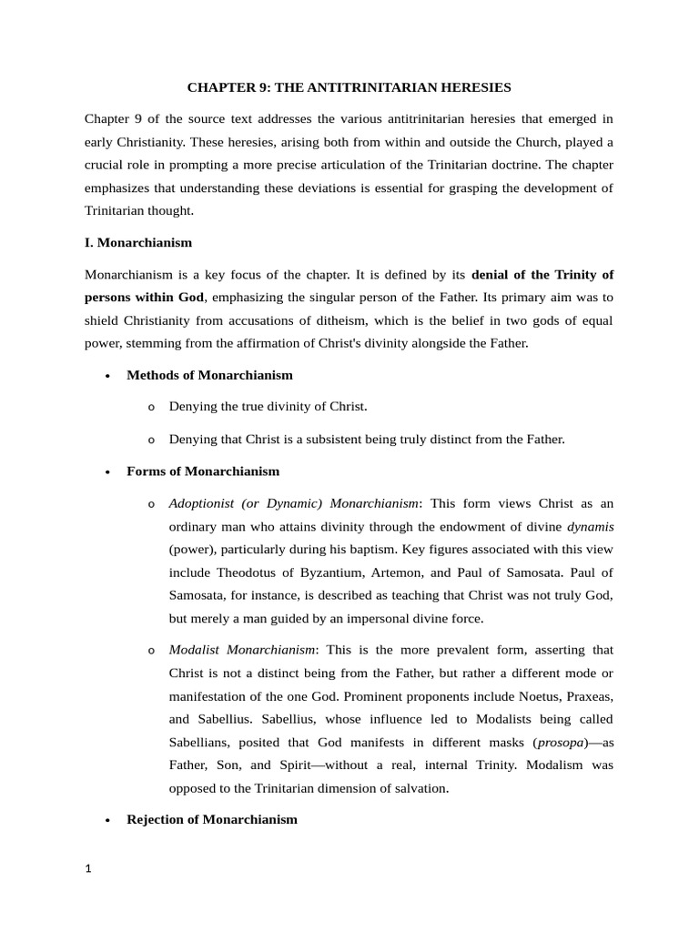 Antitrinitarian Heresies Explained | PDF | Arianism | Trinity