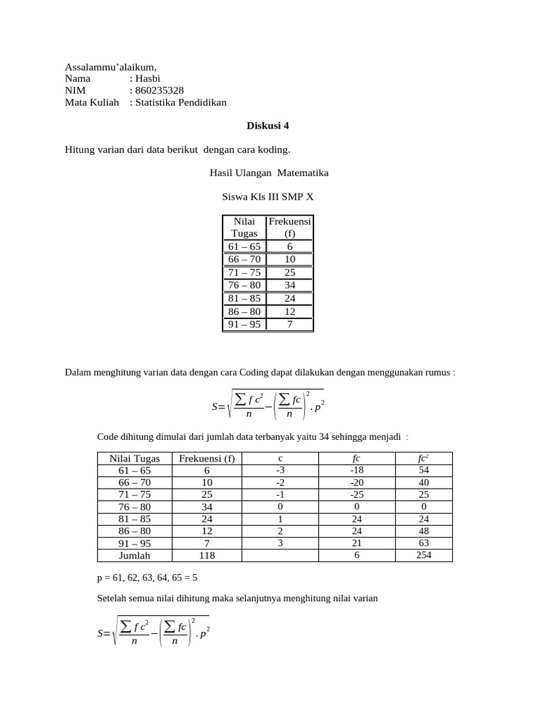 Diskusi 4 Statistika Pendidikan Hasbi | PDF