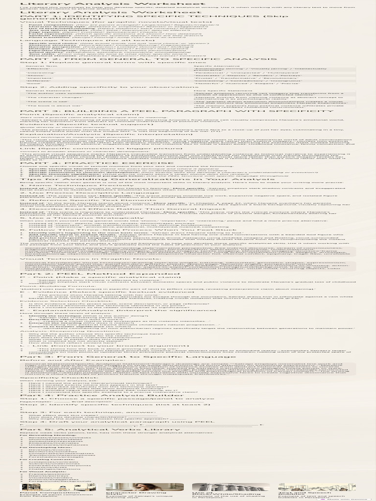 Literary Analysis Worksheet | PDF | Narrative | Violence